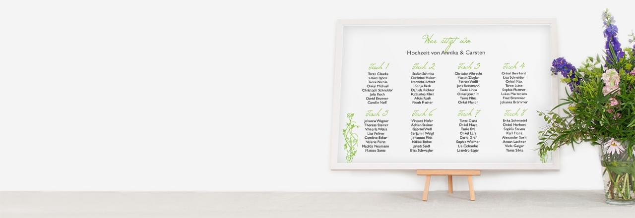 Sitzordnung/Sitzplan für Ihre Hochzeit – Lieferung in 1-2 Tagen