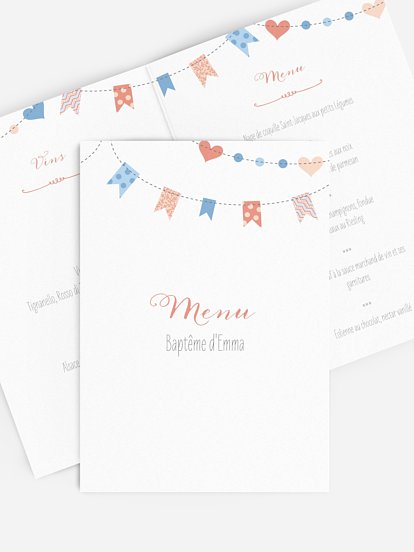 Joli menu baptême à personnaliser | faireparterie