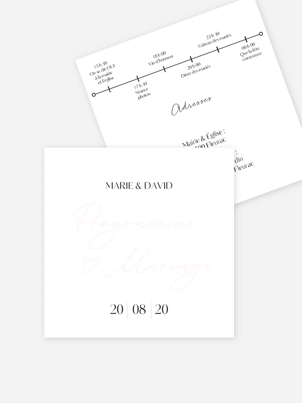 Programme mariage "Just chic"