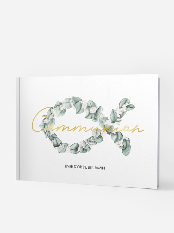 Livre d'or communion "Eucalyptus Fish"