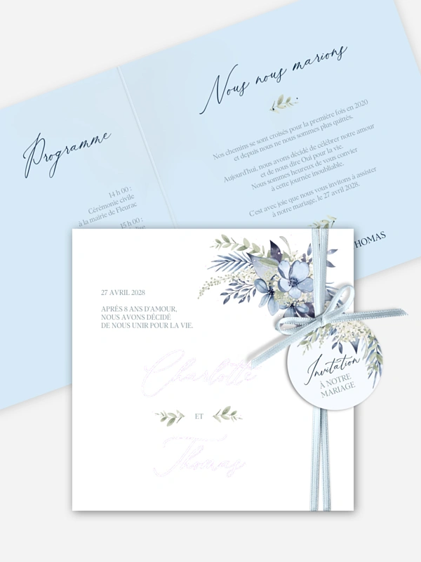 Faire-part de mariage "Blue Flowers"