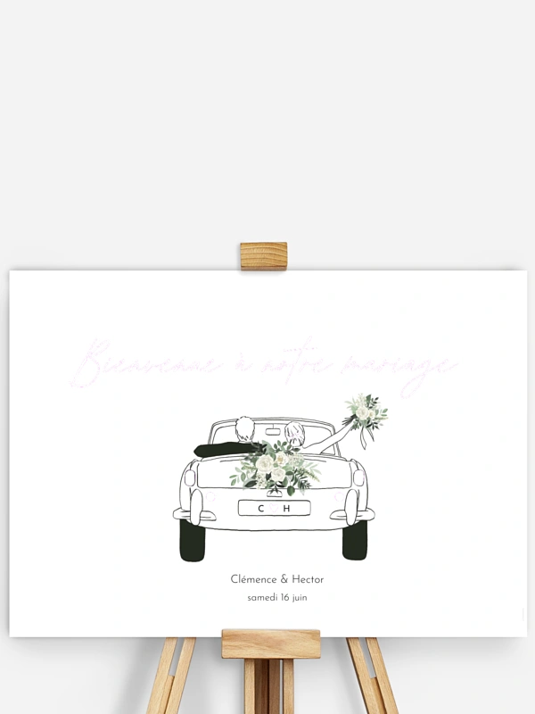 Poster bienvenue mariage "Escapade Greenery"