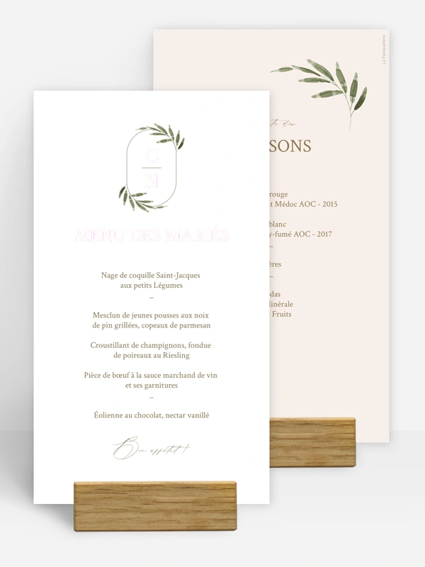 Menu mariage "Brin d'olivier raffiné"