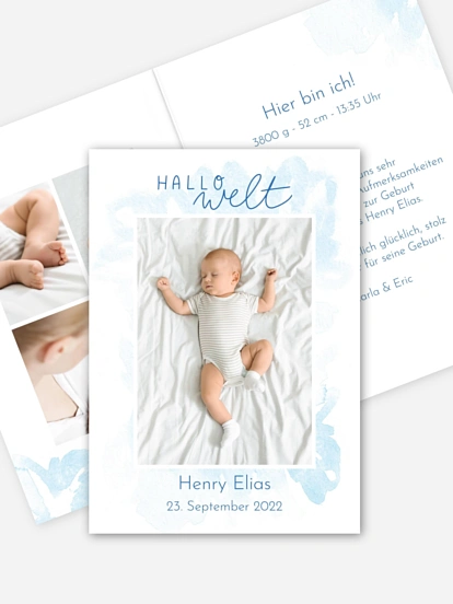 Geburtskarte "Wasserfarbe"