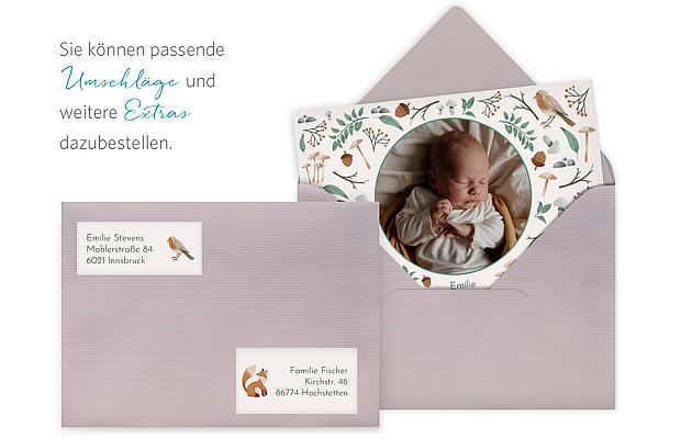 Geburtskarte "Waldtiere"