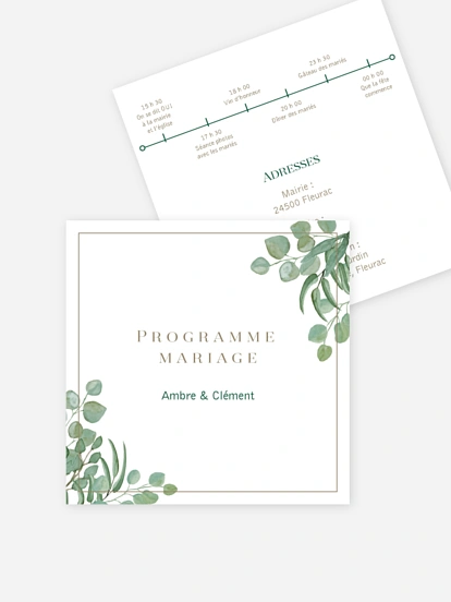 Programme mariage à personnaliser – Livraison rapide