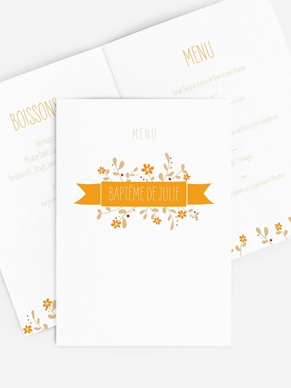 Menu baptême "Soft Greenery"