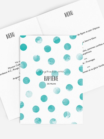 Joli menu baptême à personnaliser | faireparterie