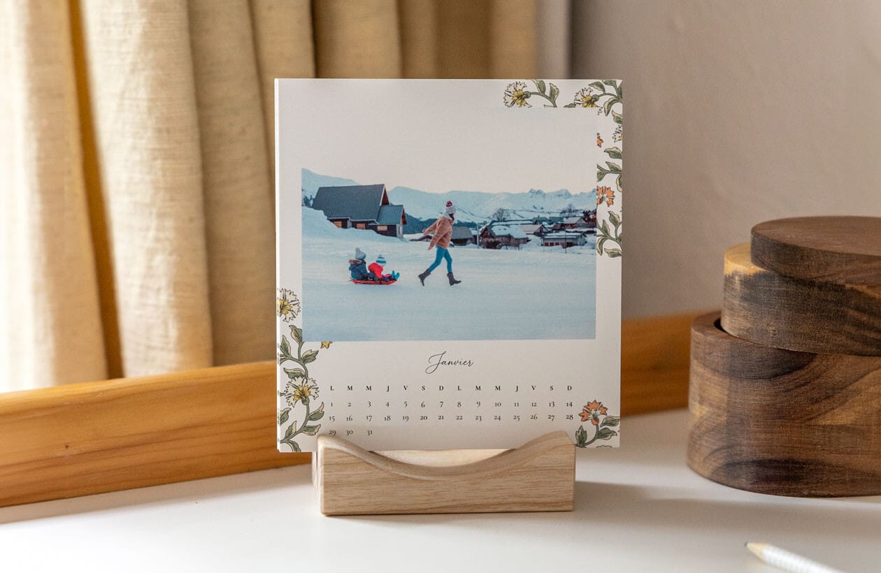 Calendrier photo support bois et bureau – Rosemood